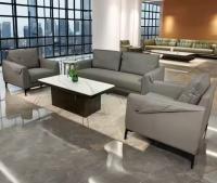 China Modern Office Double Reception Leather Sofa Set High Resilience Sponge Top-quality Leather Ideal for Business Meetings for sale