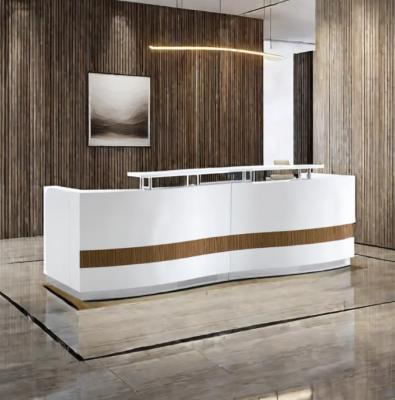 China Wholesale Commerical High Quality Simple Curved Office Reception Desk Modern Reception Counter for sale