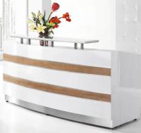 China Hot Sale Custom Size Simple Large Design Hotel Front Desk White Reception Table Counter Desk Beauty Salon Modern for sale
