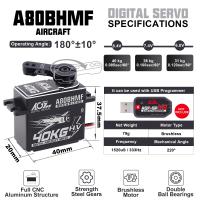 China Hot AGFRC Good Price 40KG High Torque 0.085s Steel Gear 8.4V HV 25T Digital Programmable Brushless RC Aircraft Robot Servo for sale