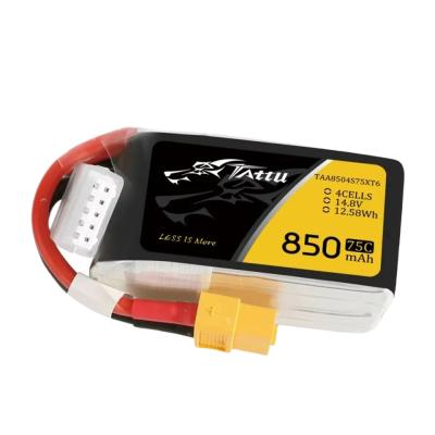 China Gens Tattu 3s/4s Lipo Battery for Rc Fpv Racing Drones 850mah 75c 11.1v/14.8v with Xt60 Plug 150/180mm for sale