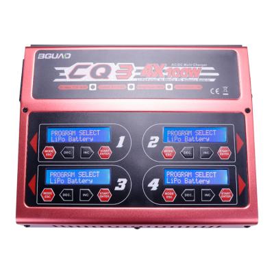 China Hot Sales CQ3 100wx4 10A 1-6S Balance Charger with Adapter Board Durable Lipo Battery Charger for Drones Accessories for sale
