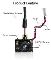 China AKK BA3/BA1 5.8G 40CH VTX 0/25mW/50mW/200mW Switchable 600TVL 1/3 Cmos FPV AIO Camera for sale