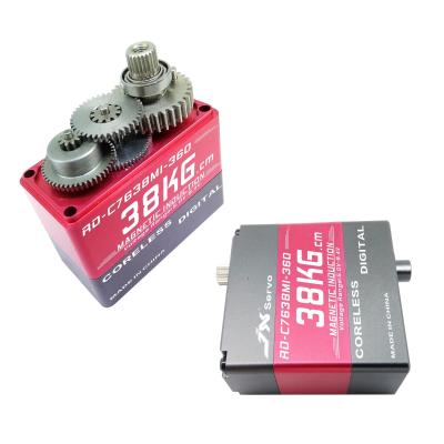 China NEW JX RD-C7638HV-180 38kg.cm 360 Coreless Full CNC Aluminium Hulls Structure Robot Servo Magnetic Sensing Steering Gear for sale
