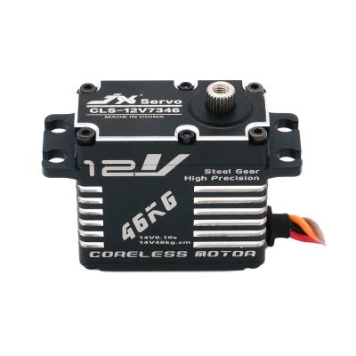 China New CLS-12V7346 JX Servo 46KG 12V 180 Degrees HV High Precision Steel Gear Digital Coreless Servo CNC Aluminium Shell Servo for sale