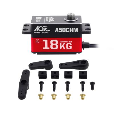 China Hot Sales AGFRC A50CHM 18KG High Torque 8.4V Low Profile Coreless Programmable Digital Metal Gear Servo RC Racing Car Robot for sale