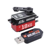 China Hot Sales AGFRC A50CHM 18KG High Torque 8.4V Low Profile Coreless Programmable Digital Metal Gear Servo RC Racing Car Robot for sale