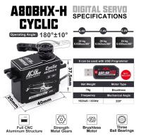 China Hot AGFRC A80BHX-H Cyclic Swash Plate 30KG 0.038Sec High Torque 8.4V Voltage Metal Gear Brushless Helicopter Servo for sale