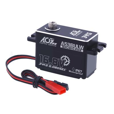 China Hot AGFRC A53BULW 16.8V 4S Direct Powerful 34KG Hi Torque 0.080s Digital Programmable Waterproof Brushless RC Car Robot Servo for sale