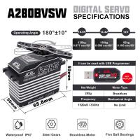 China Hot Sales AGFRC A280BVSW Direct Power 125KG 16V Brushless WP 5th Scale Servo For Large Car Boat Aircraft for sale