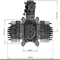 China DLE222 Model Airplane Gasoline Engine Four Cylinder Two Stroke Side Exhaust Natural Air-cooled Hand Starting 222CC Displacement for sale