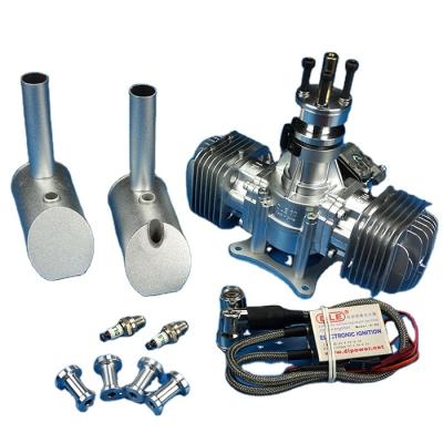 China DLE60 Model Airplane Gasoline Engine Double Cylinder Two Stroke Side Exhaust Natural Air-cooled Hand Starting 60CC Displacement for sale