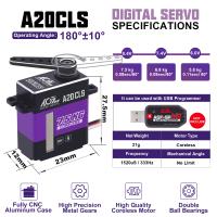 China AGFRC 8.4V 7.5KG High Torque 12mm Steel Gear 0.08Sec Coreless HV Mini Programmable Digital 21g Servo SCX24 RC Car Robot for sale