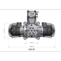 China Hot DLE170 Aviation Model Gas Engine Dual Cylinder Two Stroke Side Exhaust Natural Air-Cooled CC Displacement for Drone for sale