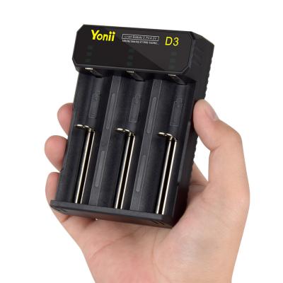 China 3.7V 18650 20700 4.2V 21700 26650 3 Slot Portable Type-C Lithium Ion Rechargeable Battery Charger NiMH Batteries for sale