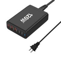 China 120W 6-Port Direct Charging Desktop Charger Multifunctional New 3A3C 20V AC Cross-Border Gallium Nitride Type-C Port 5V3A Output for sale