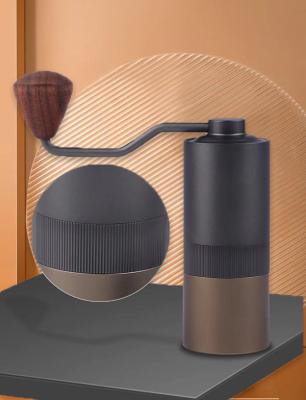 China Aluminum Alloy Portable Hand Coffee Grinder Walnut Wood Handle for sale