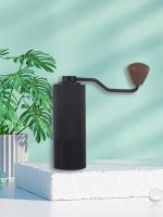 China Smaller Portable Burr Plastic Outdoor Coffee Grinder With Walnut Handle for sale