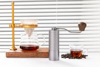 China Wood Hand Crank Mill Coffee Grinder Steel Burr Aluminum Alloy Body for sale