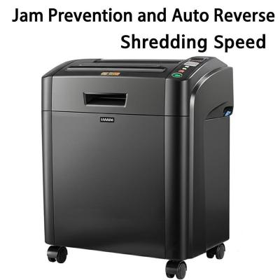 China Jam Prevention and Auto Reverse 2.2m/min Shredding Speed Commercial Paper Shredder for sale
