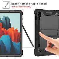 China Laudtec Folding Holder Tablet Case for Samsung Tab S11 A11 Rugged Silicone Pencil Slot 3 Layers Multi-Functional Cover Pbk335 for sale