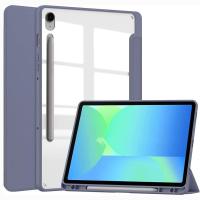 China Laudtec Flip Pu Leather Tablet Cover for Samsung Tab S11/A11 Clear Back Cases Ultra Thin With Pen Slot Customized Logo Pbk331 for sale