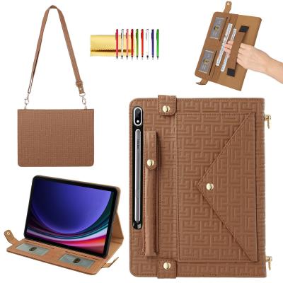 China Laudtec Handbag Case for Samsung Galaxy Tab S10 FE/S9 FE Folio Stand Crossbody Wallet Protective Cover with S Pen Holder for sale