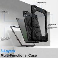 China For Laudtec 3-Layer Multifunctional Tablet Case for Samsung Tab A9+ 11Inch 2023 Folding Holder Hand Strap Shockproof Cover for sale