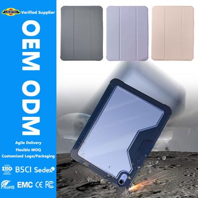 China ODM PC+TPU Heavy Duty Anti-Drop Tri-fold Folio Case With Built-in Pencil Slot Auto Wake Sleep Protective Cover for iPad 11 Inch for sale