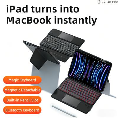China Magnetic Detachable Keyboard Case for iPad Pencil Holder Anti-Slip Design Multi-Angle Adjustable Stand 7-Color Backlit OEM/ODM/ for sale