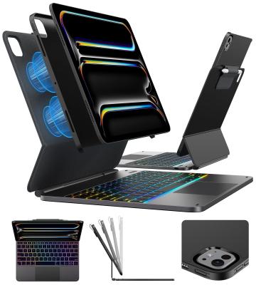 China Wholesale Keyboard Case for iPad Pro 11'' Space Black 7-Color Backlight Multi-Mode Magnetic Floating Stand Larger Trackpad for sale