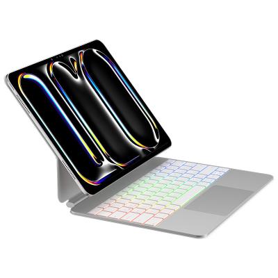China OEM Wireless Magnetic Keyboard Case for iPad 7-Color Backlight Scissor Keys Multi-Touch Trackpad Aluminum Alloy Panel for sale