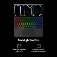 China Slim Magnetic Keyboard for iPad with 7-Color Backlit Full Trackpad Multi-Touch PU Leather Aluminum Alloy Shell Voice Input for sale