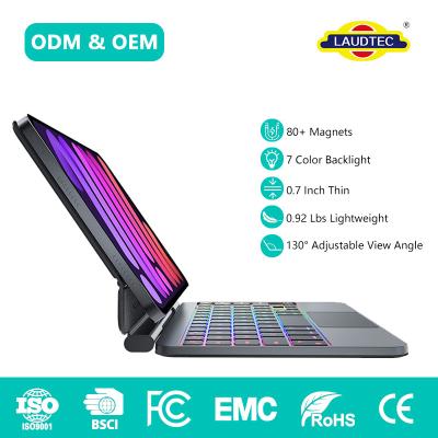 China Laudtec Premium PU Leather BT Wireless Keyboard Case for iPad Mini 6/7,7-RGB Backlit Ultra Thin Support OEM/ODM Customization for sale