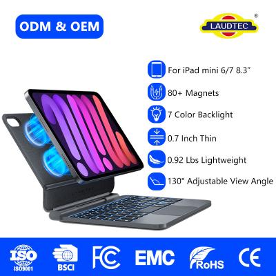 China OEM/ODM Magnetic Keyboard Cover for iPad Mini 6 and Mini 7,7-Color RGB Backlit Scissor Keys, Multi-Gesture Touchpad, Adjustable Viewing Stand, Long Standby, Wholesale Bulk Supply for Global Buyers for sale