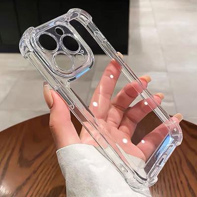 China For Luxury Shockproof Anti-yellow Clear Hard Phone Case for 14 13 Pro Max Soft Silicone Bumper Transparent Cover for sale