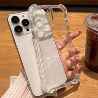 China For Luxury Shockproof Anti-yellow Clear Hard Phone Case for 14 13 Pro Max Soft Silicone Bumper Transparent Cover for sale
