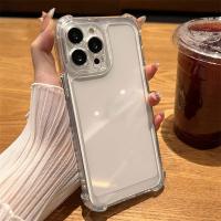 China For Luxury Shockproof Anti-yellow Clear Hard Phone Case for 14 13 Pro Max Soft Silicone Bumper Transparent Cover for sale