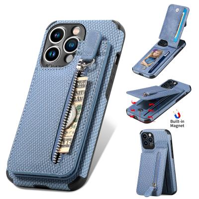 China Laudtec Zipper Cards Wallet Leather Mobile Phone Case for iPhone 14 Plus 13 12 Mini 11 Pro Max X XS XR Purse Card Holder Cover for sale