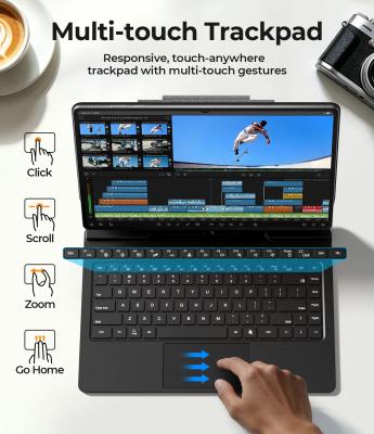 China ODM OEM Magnetic Keyboard for Galaxy Tab S10 Ultra Large Trackpad + Smart LCD Battery Meter Vertical Stand Case with Pen Holder for sale