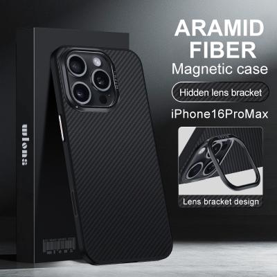 China For Laudtec Sjk991 for iPhone 16 Pro Max Aramid Fiber Protective Case Shockproof Magnetic Charging Back Cover Screen Protector for sale