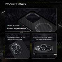 China For Laudtec Sjk991 for iPhone 16 Pro Max Aramid Fiber Protective Case Shockproof Magnetic Charging Back Cover Screen Protector for sale