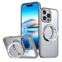 China New Pivot Point Phone Case Magnetic Rotating Transparent Stand Glitter Case for IPhone16 Pro Max for sale
