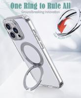 China New Pivot Point Phone Case Magnetic Rotating Transparent Stand Glitter Case for IPhone16 Pro Max for sale