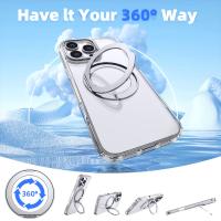 China New Pivot Point Phone Case Magnetic Rotating Transparent Stand Glitter Case for IPhone16 Pro Max for sale