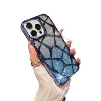 China PC Premium Geometric Quilted Gradient Glitter Soft Waterproof Shockproof Mobile Phone Case for for 11 12 13 14 15 Pro Max for sale