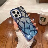 China PC Premium Geometric Quilted Gradient Glitter Soft Waterproof Shockproof Mobile Phone Case for for 11 12 13 14 15 Pro Max for sale