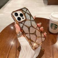 China PC Premium Geometric Quilted Gradient Glitter Soft Waterproof Shockproof Mobile Phone Case for for 11 12 13 14 15 Pro Max for sale