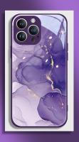 China Glass Gilded Marble Texture Watercolor Bloom Phone Case for iPhone 11 12 13 14 15 Pro Max Plus Street Fashion Ins Style for sale