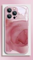 China Glass Gilded Marble Texture Watercolor Bloom Phone Case for iPhone 11 12 13 14 15 Pro Max Plus Street Fashion Ins Style for sale